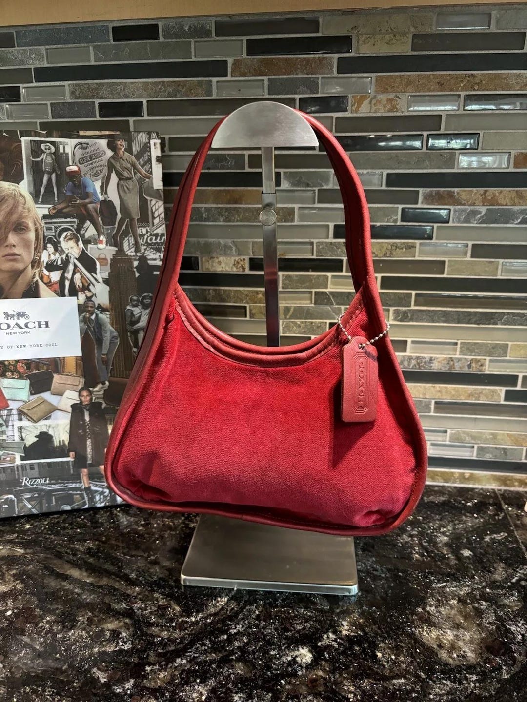 Vintage Coach Red Velvet Leather Ergo Boho Purse RARE - Etsy