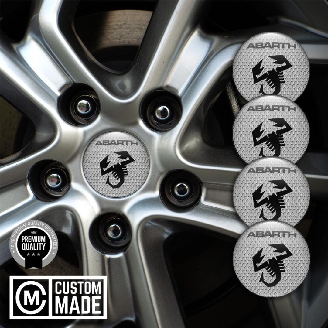 4 X Self-adhesive Vinyl Stickers for Wheel Center Hub Cap Logo Abarth ...
