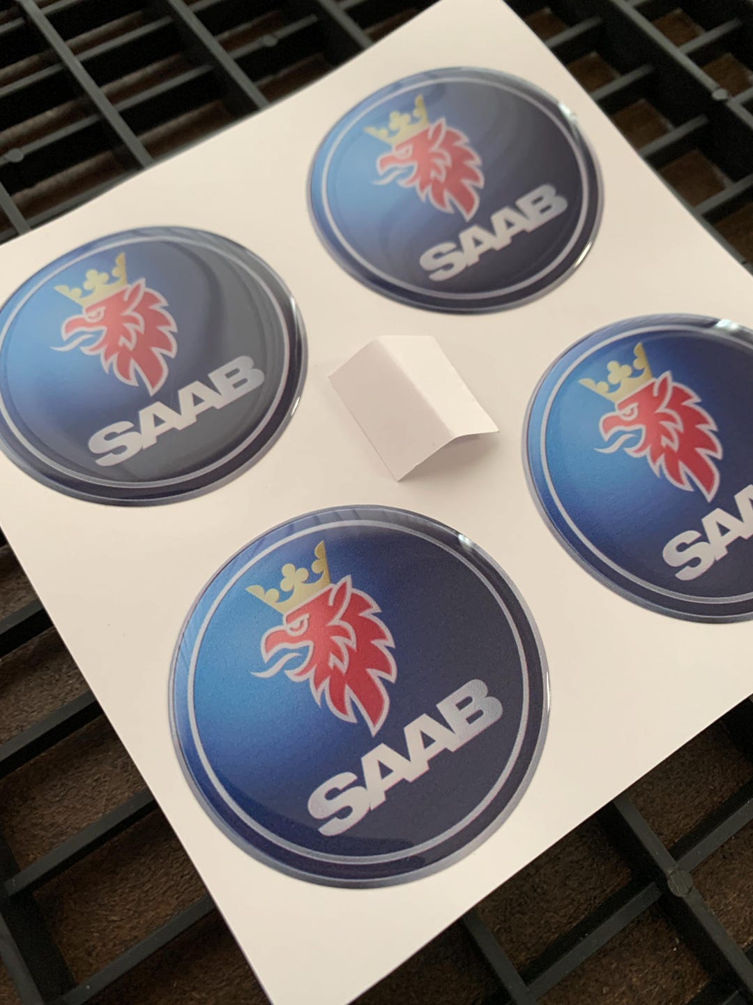 4 X Self-adhesive Vinyl Stickers for Wheel Center Hub Cap Logo SAAB ...