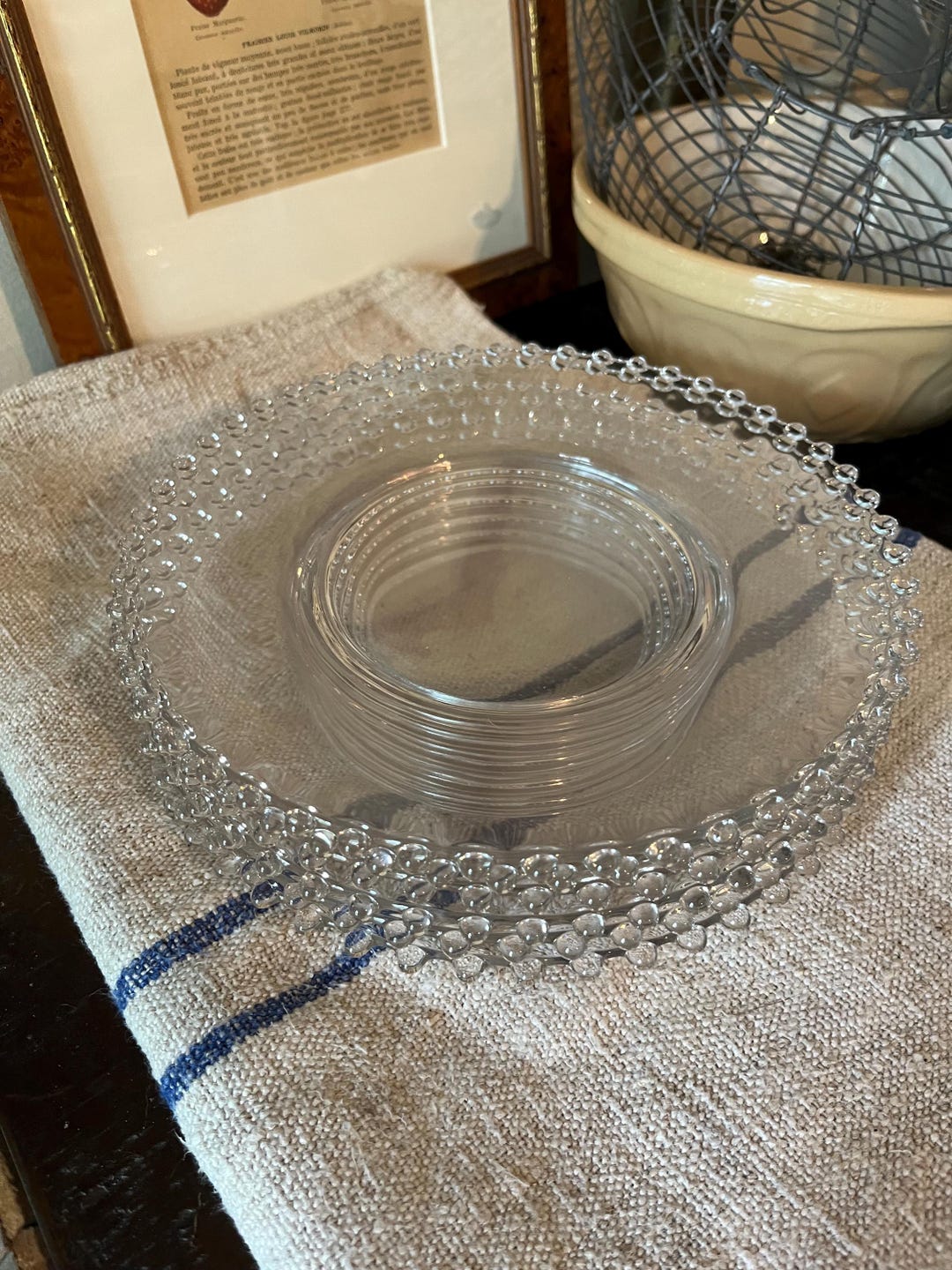 Imperial Glass Candlewick Plate Beaded Rim Glass Plates Set of 6 ...