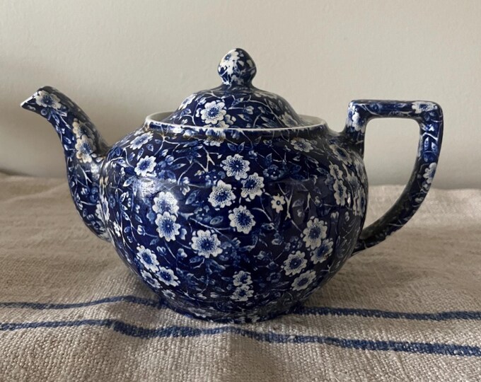 Vintage Blue and White Crownford Calico Floral Teapot Made in England ...