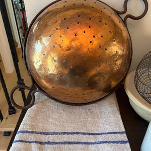 Vintage Copper Colander With Double Iron Handles Rustic Kitchen French ...
