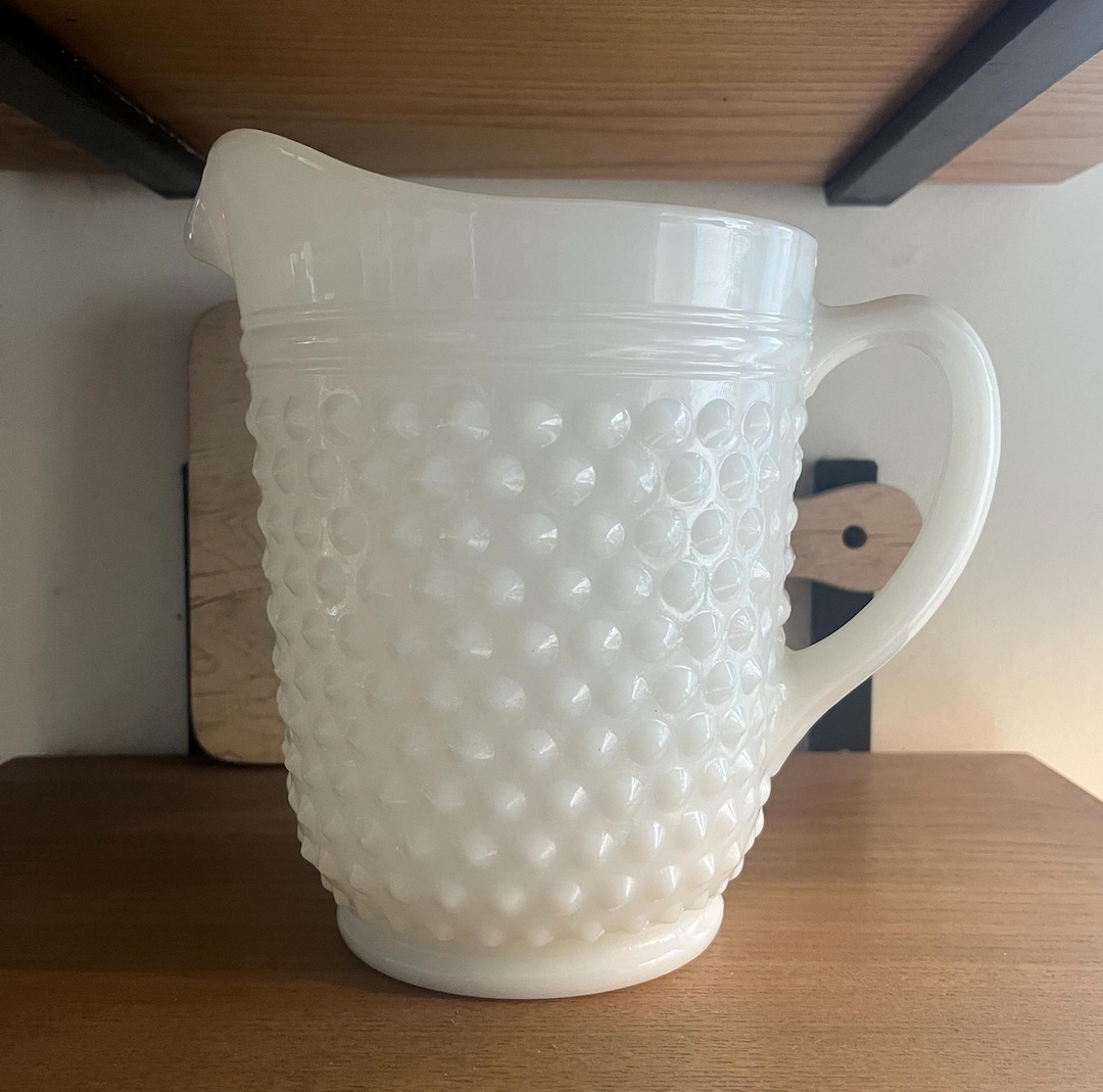 Vintage Hobnail Pitcher Large Milk Glass Pitcher 8” High - Etsy