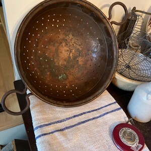 Vintage Copper Colander With Double Iron Handles Rustic Kitchen French ...