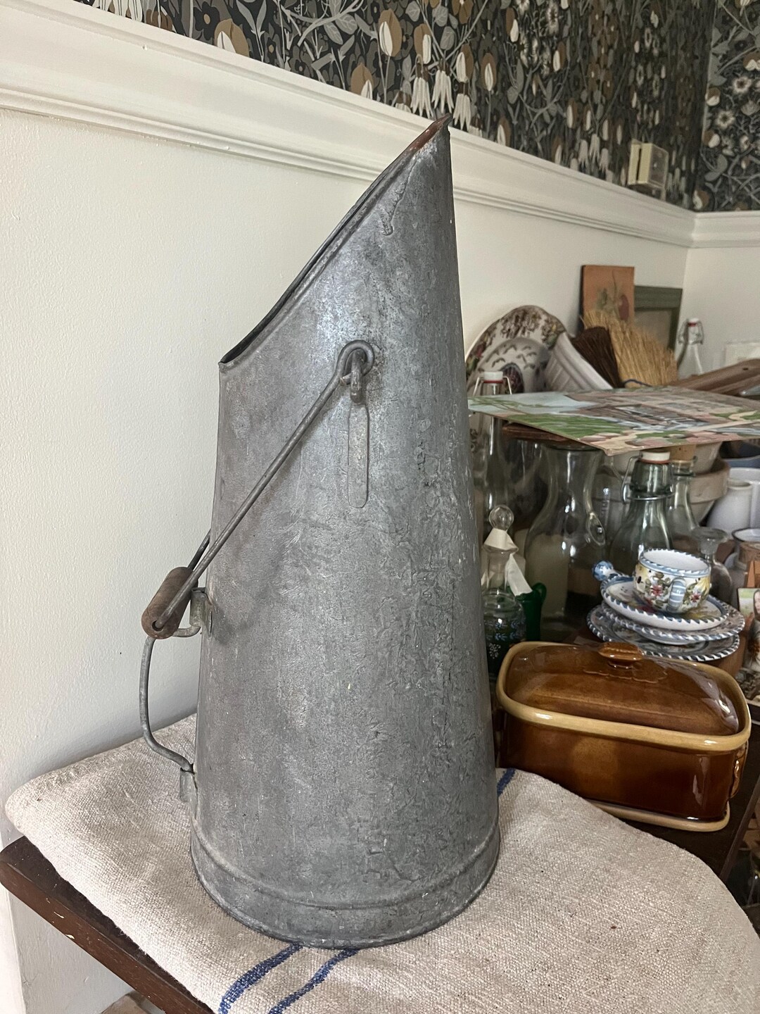 Vintage Galvanized Scuttle Farmhouse Decor Floral Planter - Etsy
