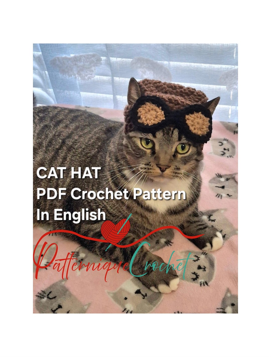 Cute Aviator Cat Hat Crochet Pattern - Fun DIY Project for Cat Lovers ...