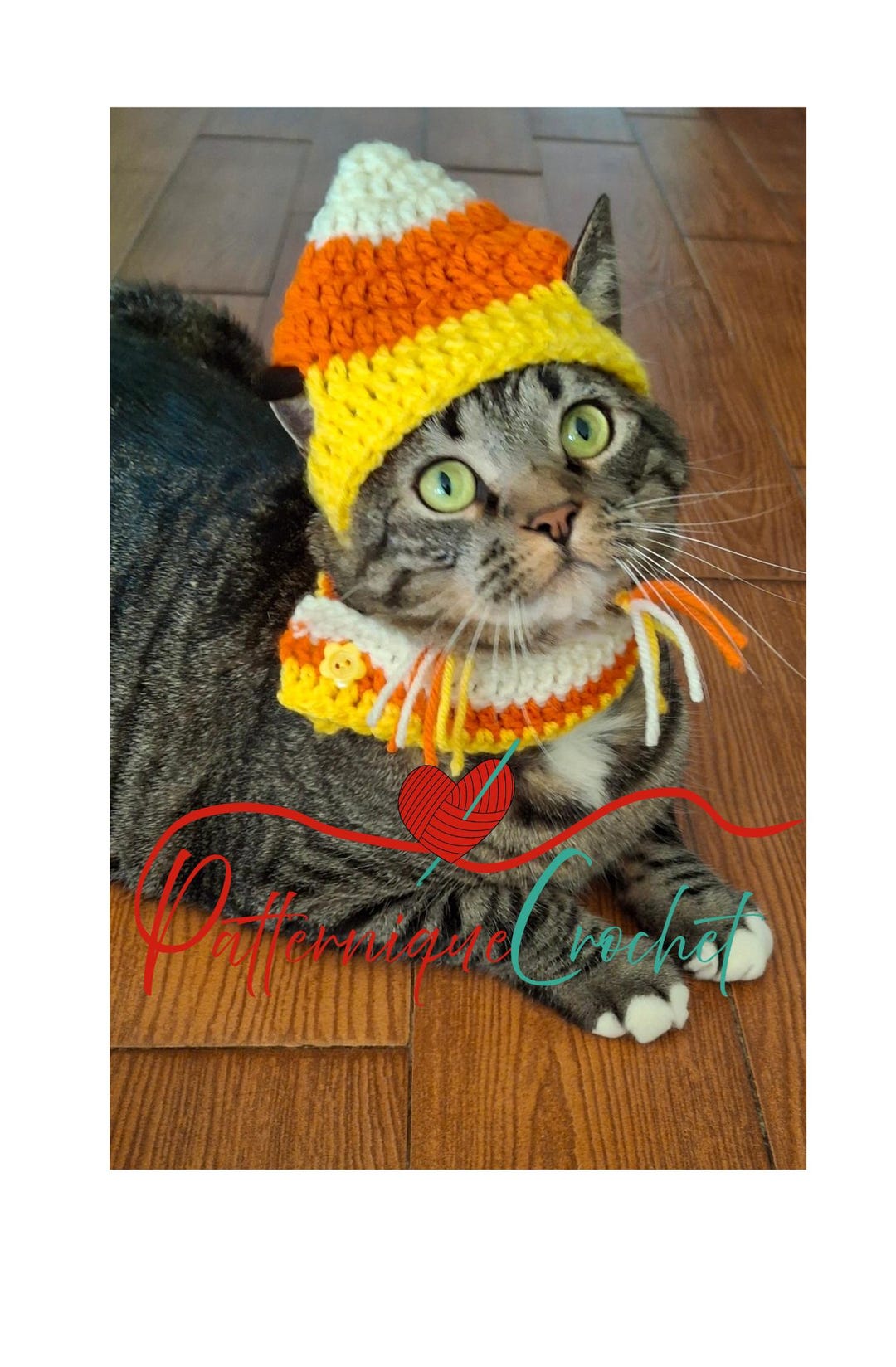 Crochet Candy Corn Cat Costume: Halloween Pet Hat and Scarf - Etsy