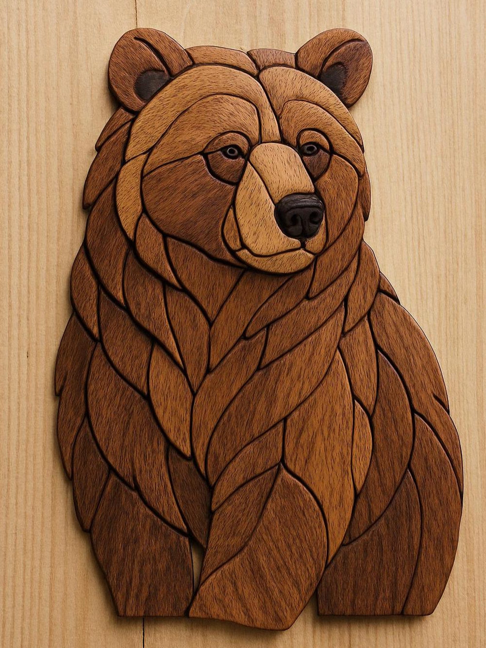 Bear Intarsia Pattern for Beginners, DIY Woodworking Template ...