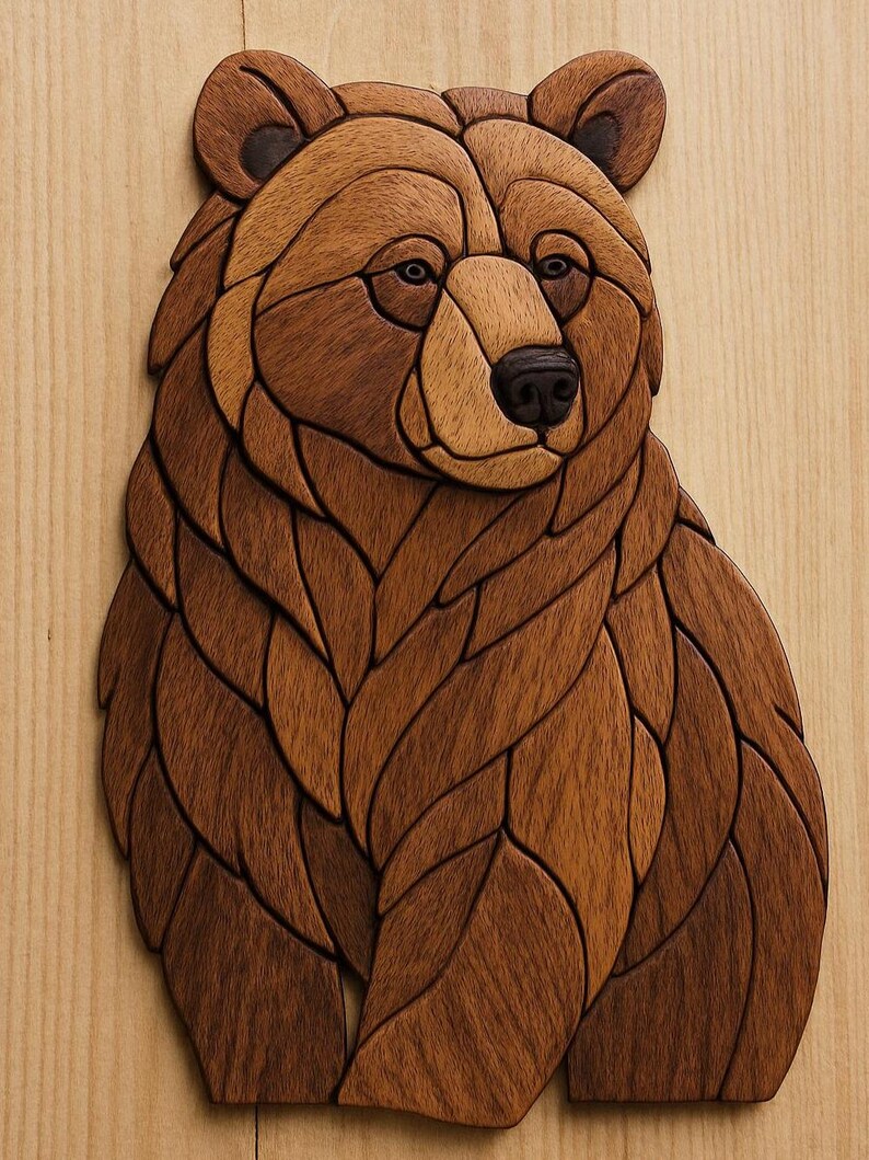 Bear Intarsia Pattern for Beginners, DIY Woodworking Template ...