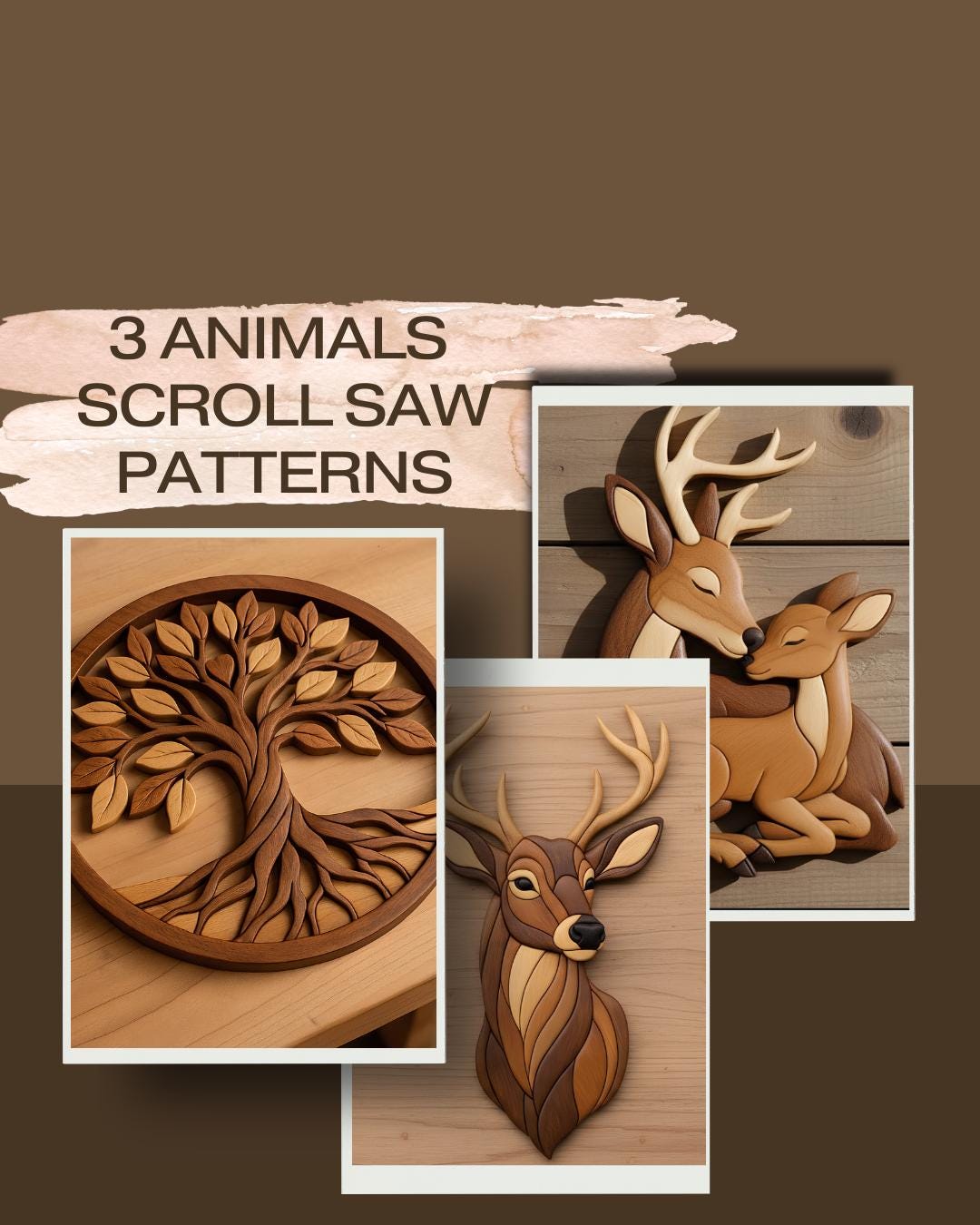FOREST ANIMALS Scroll Saw Bundle – Deer Couple, Stag & Tree of Life ...