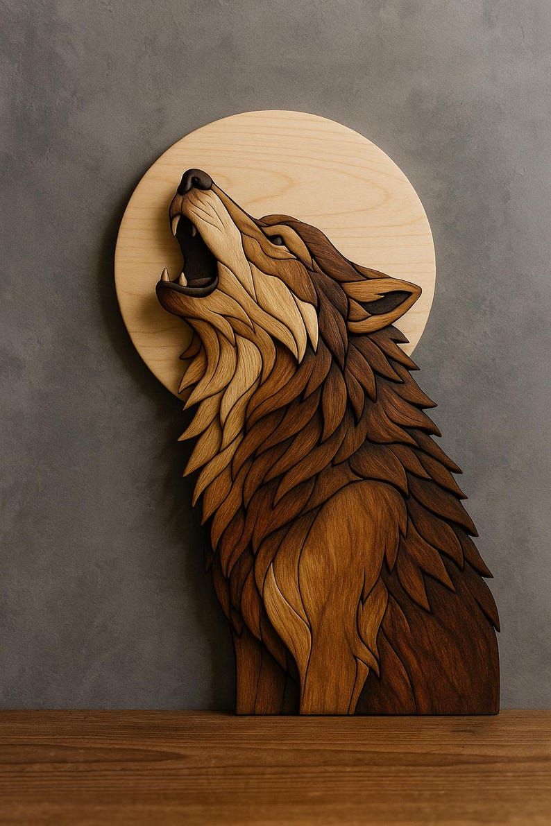 Wild Wolf Intarsia Pattern PDF – Wooden Wolf Head Scroll Saw Template ...