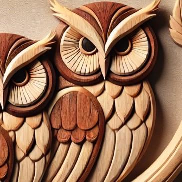 Scroll Saw Pattern of Two Owls in Intarsia Only. Download the PDF. Wood ...