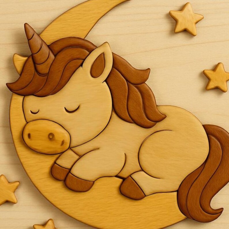 Unicorn Intarsia PDF Pattern, Scroll Saw Woodworking Plan for Nursery ...