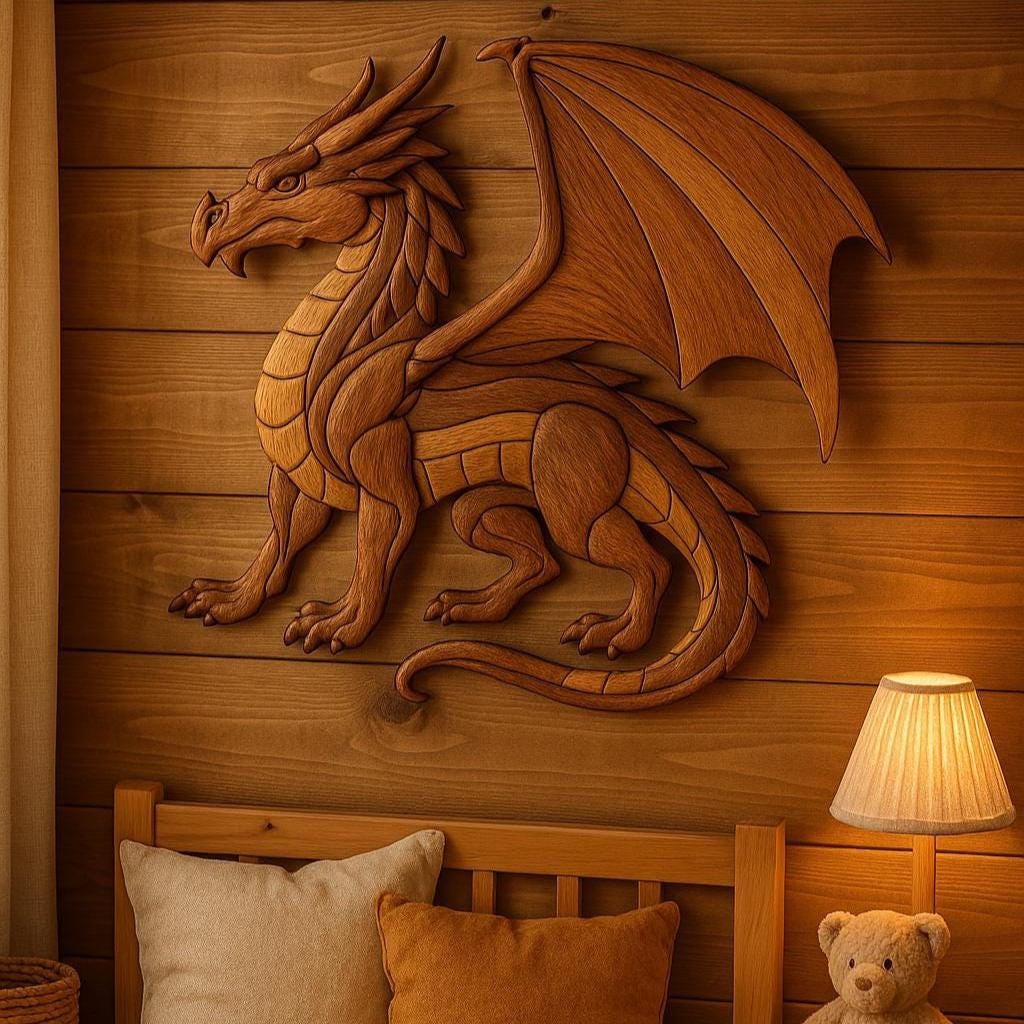 Dragon Intarsia Pattern DIY - Scroll Saw Woodworking Plan PDF - Fantasy ...