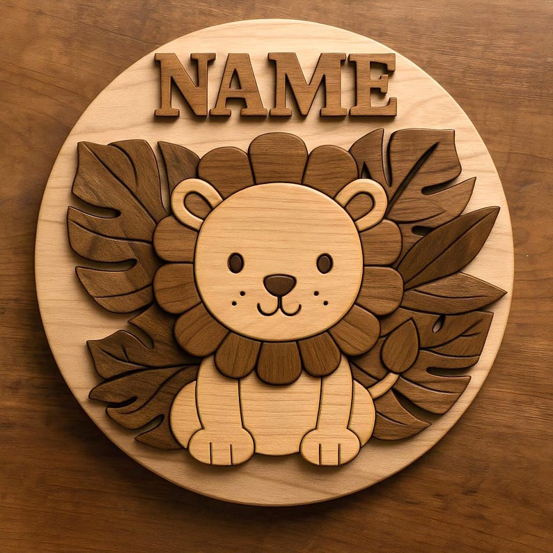 Lion Intarsia Pattern for Scroll Saw – Custom Wooden Name Sign | DIY ...