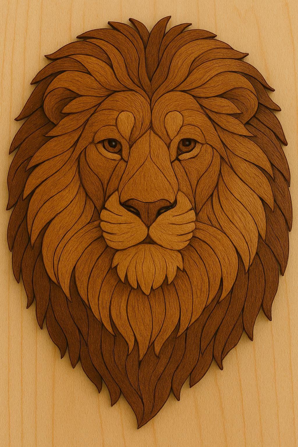 Intarsia Lion Head Pattern PDF DIY Woodworking Scroll Saw Plan for ...