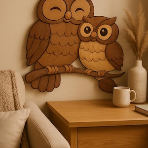 Owl Intarsia Pattern PDF - DIY Scroll Saw Woodworking Plan - Parent and ...