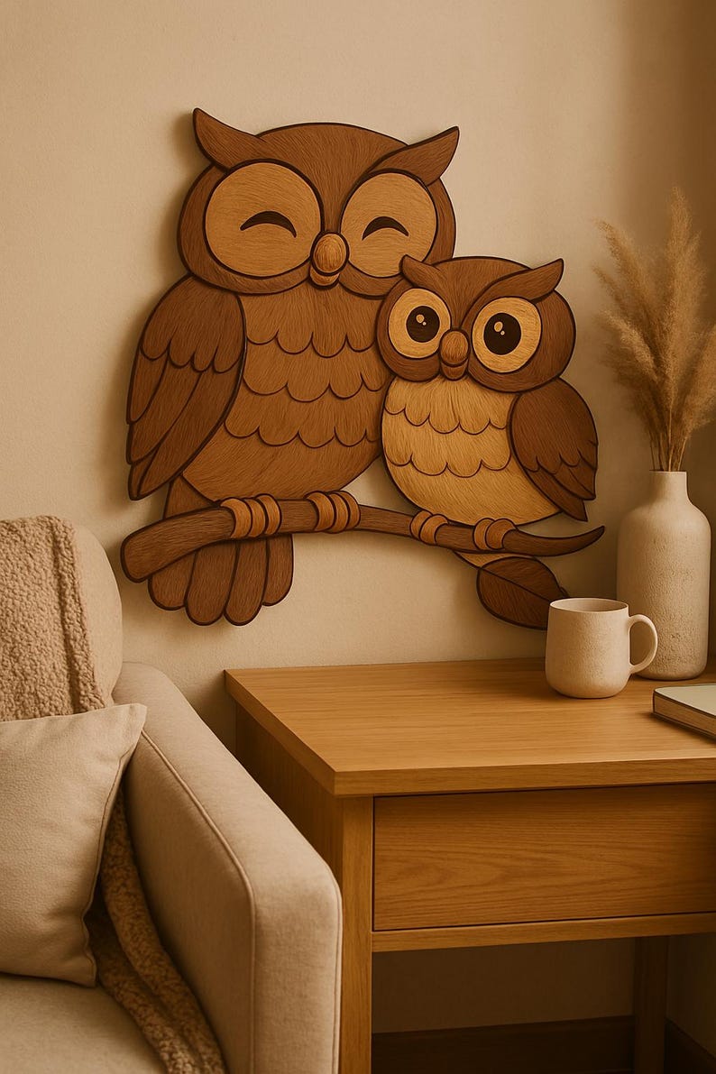 Owl Intarsia Pattern PDF - DIY Scroll Saw Woodworking Plan - Parent and ...