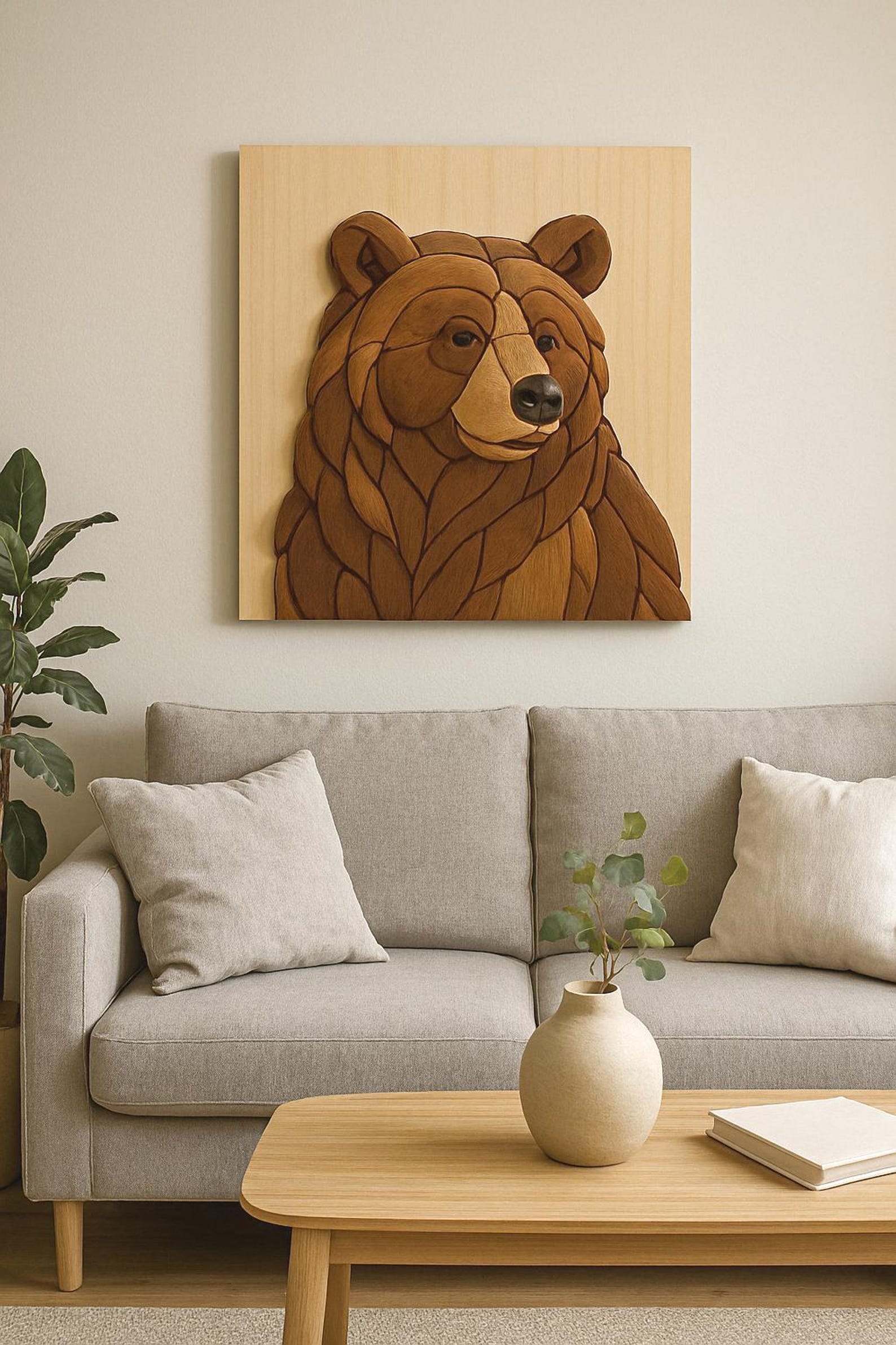 Bear Intarsia Pattern for Beginners, DIY Woodworking Template, Printable PDF Forest Animal Wall ...