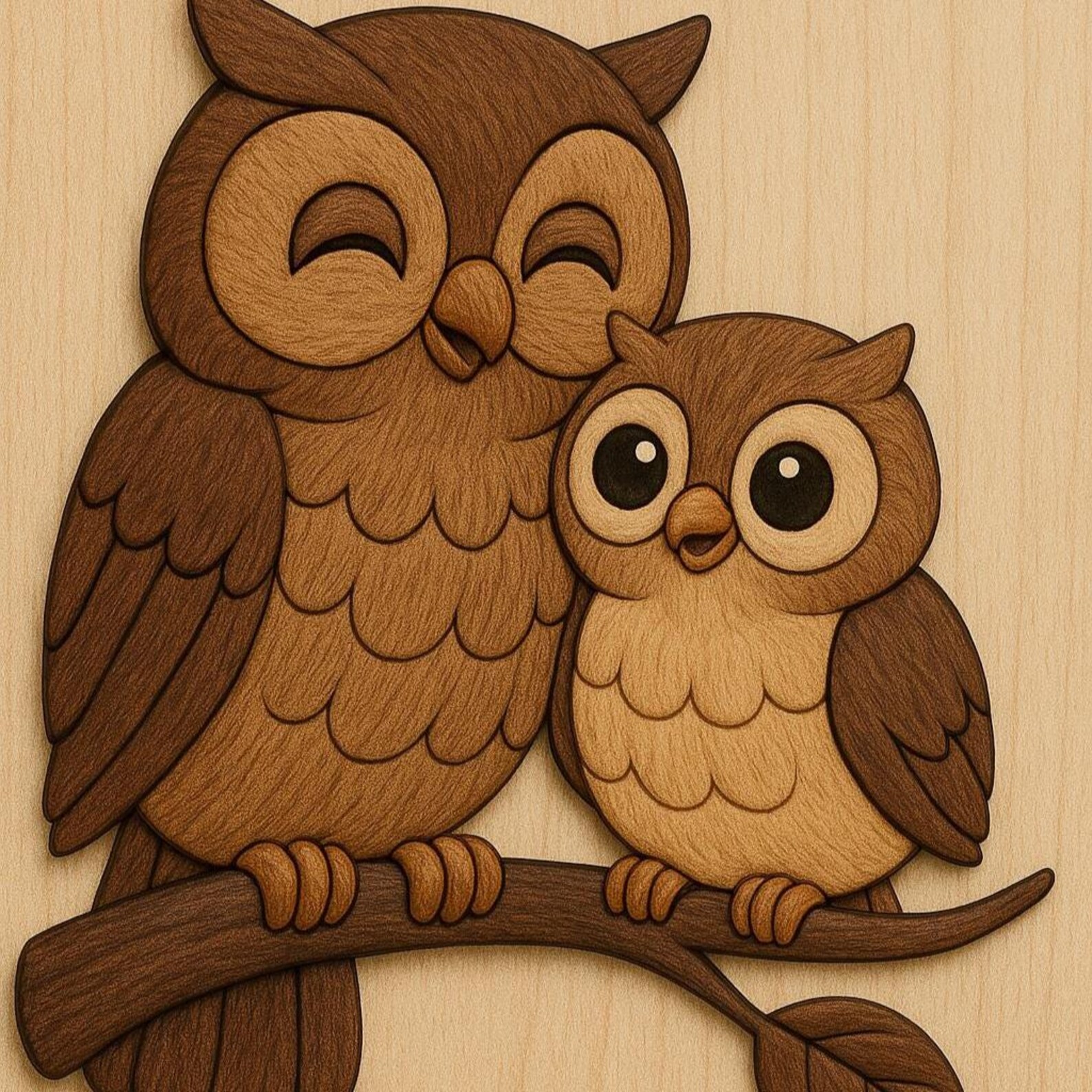 Owl Intarsia Pattern PDF - DIY Scroll Saw Woodworking Plan - Parent and ...