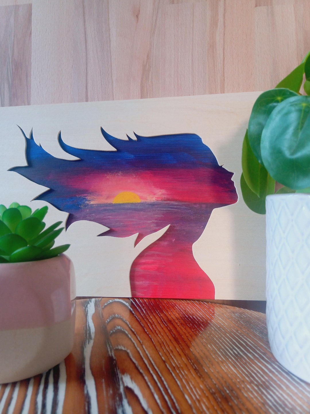 Handcrafted Linden Wood Sunset Painting - Zen Wall Art Decor - Unique ...