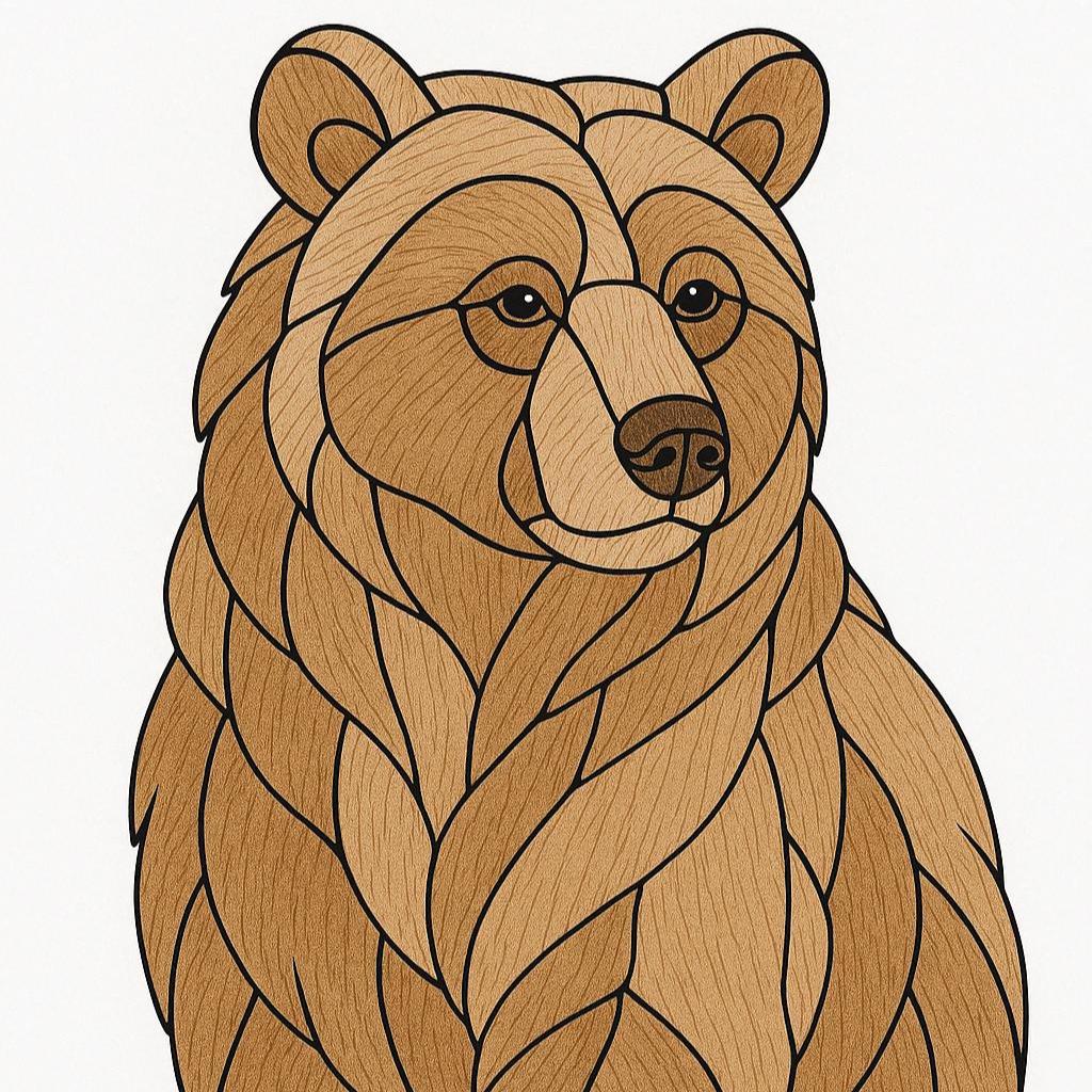 Bear Intarsia Pattern for Beginners, DIY Woodworking Template ...