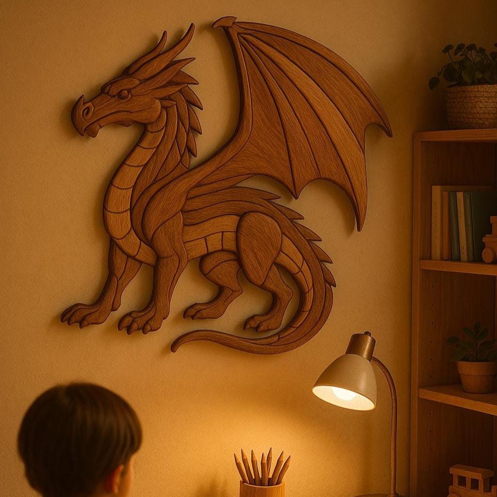 Dragon Intarsia Pattern DIY - Scroll Saw Woodworking Plan PDF - Fantasy ...