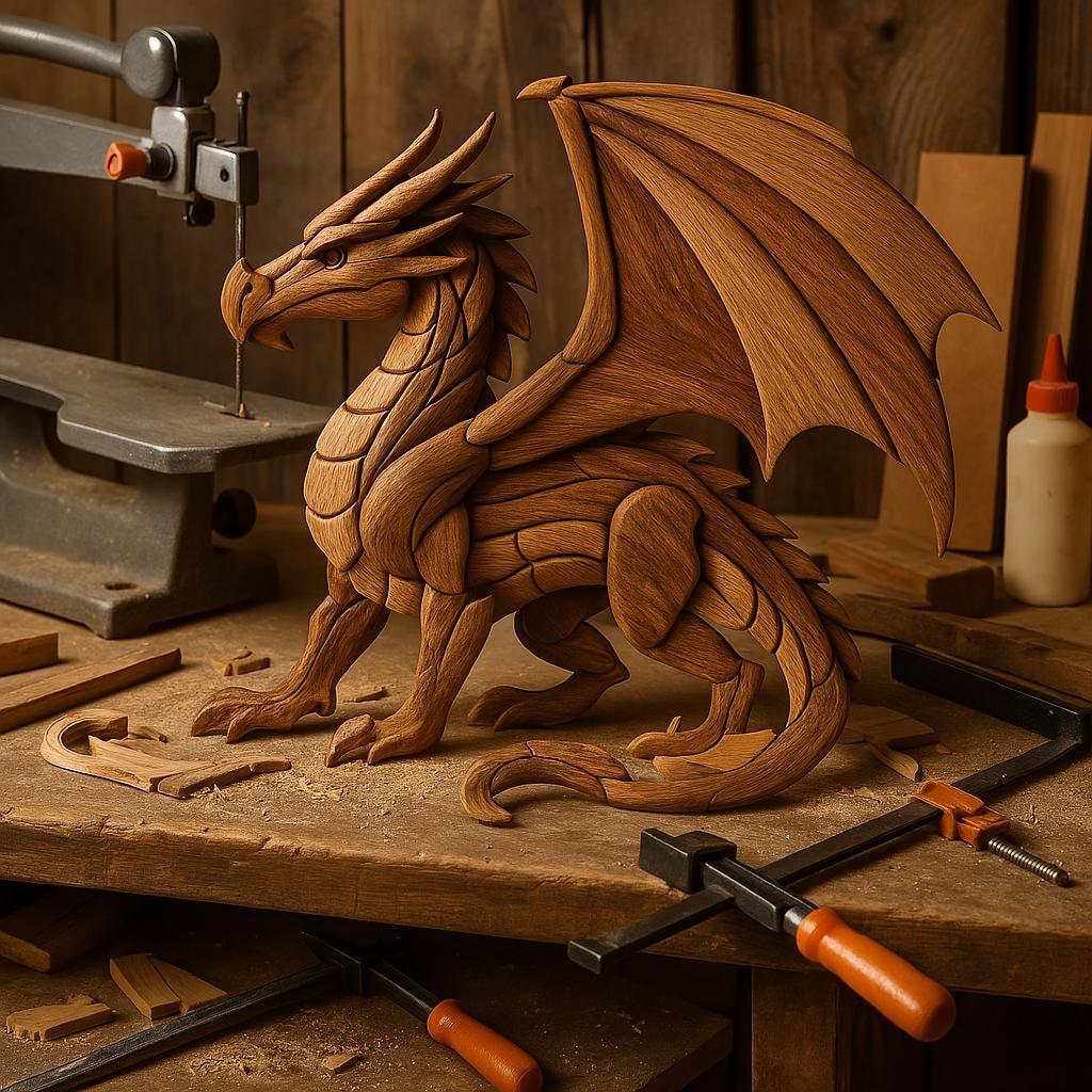Dragon Intarsia Pattern DIY - Scroll Saw Woodworking Plan PDF - Fantasy ...
