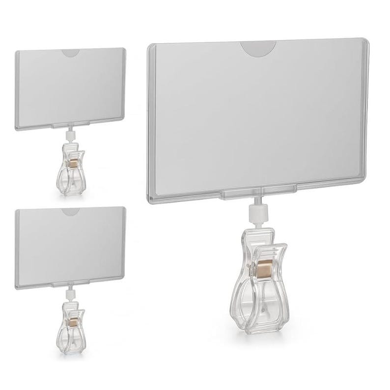 50 Clear Rotating Sign Holder Clip – Double Clip Display Stand - Etsy