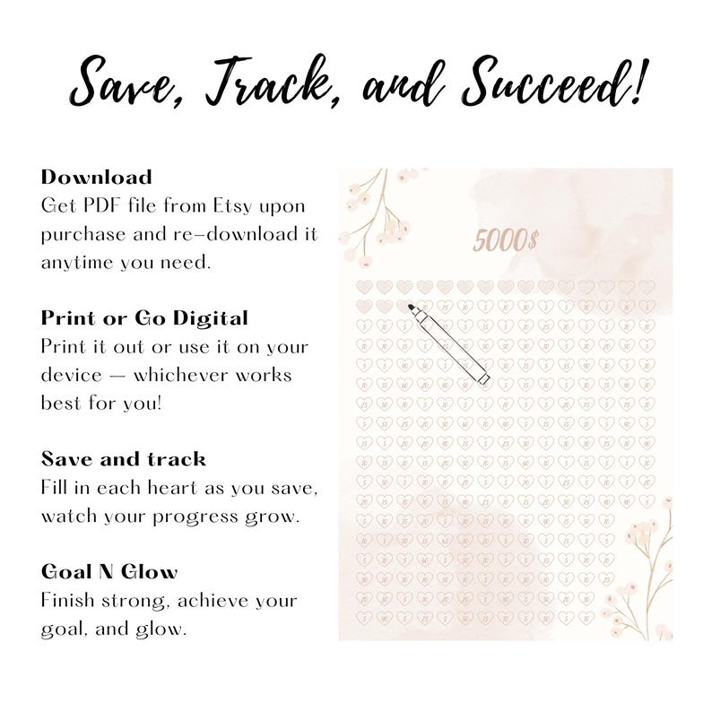 Peachy 5000 | Savings Challenge Printable, Savings Tracker, Money ...