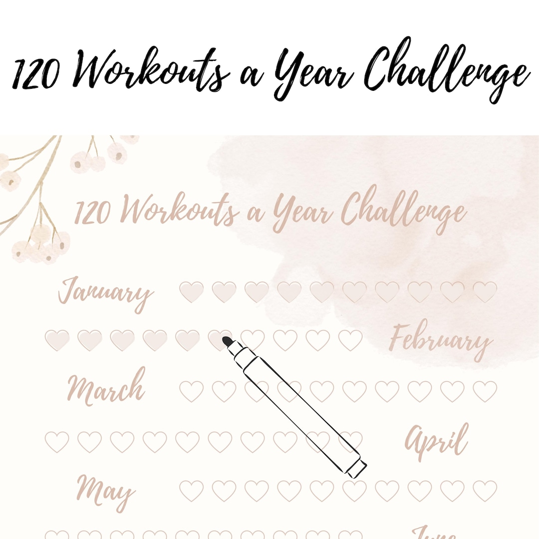 Peachy 120 Workouts | Printable Digital Workout Tracker, Monthly Habit ...