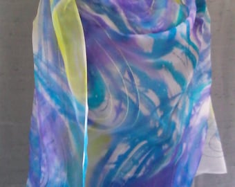 Silk shawl/ silk wrap/ wall hanging painted on 100% silk. | Etsy
