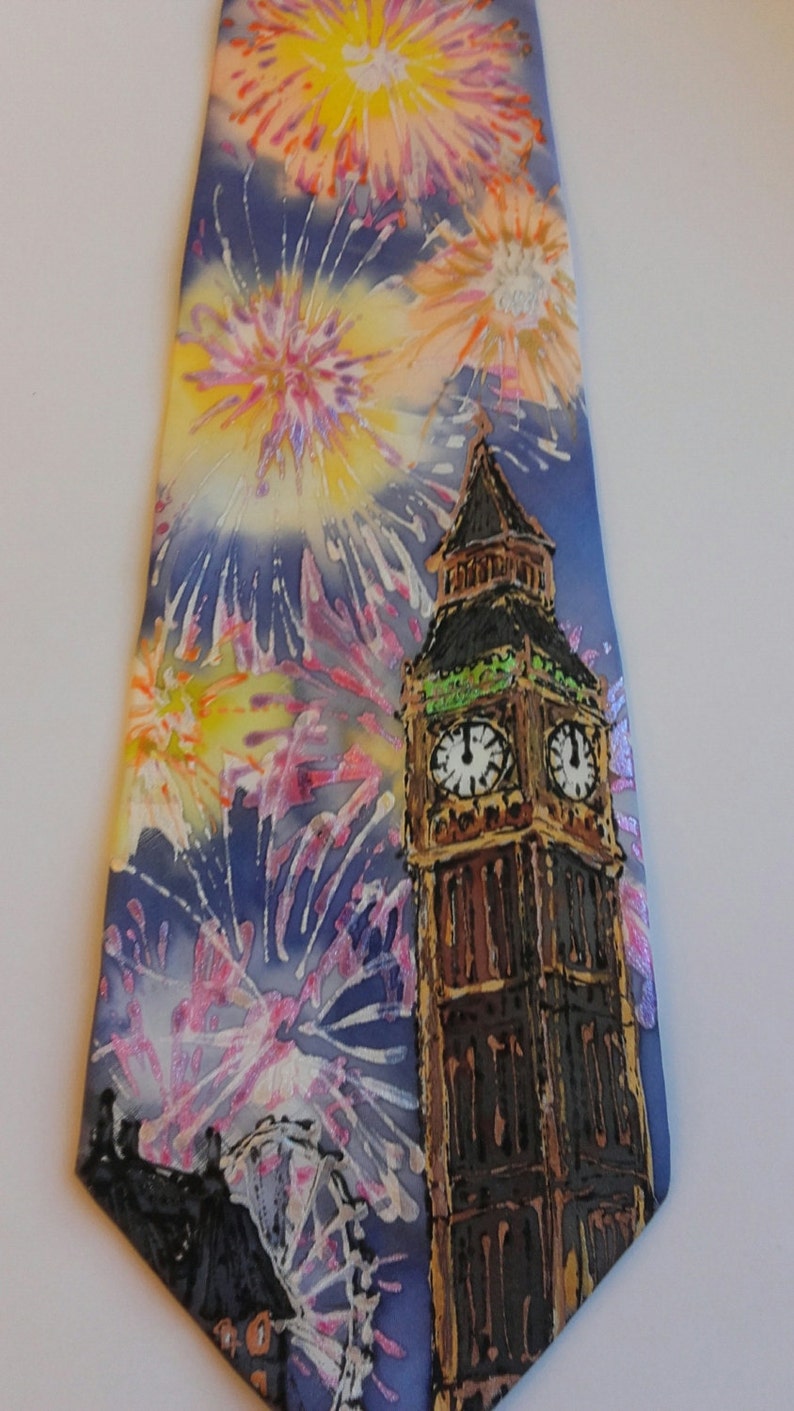 Firework Painting on Silk Tie With Your Favorite Town, Like London ...
