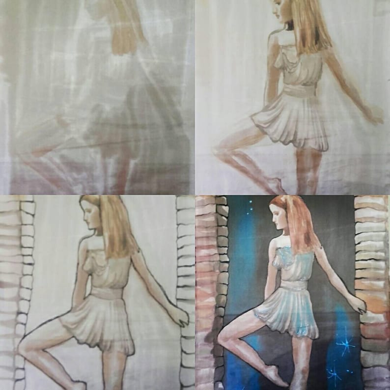 Custom Dancer Figure Painted on Silk. Made to Order. the Portrait of ...
