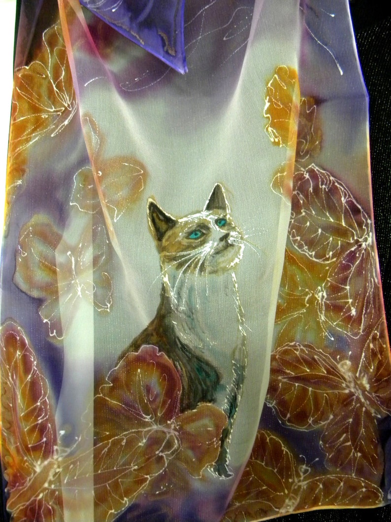 Cat Portrait Painting on Silk. the Picture of Your Cat Painted - Etsy