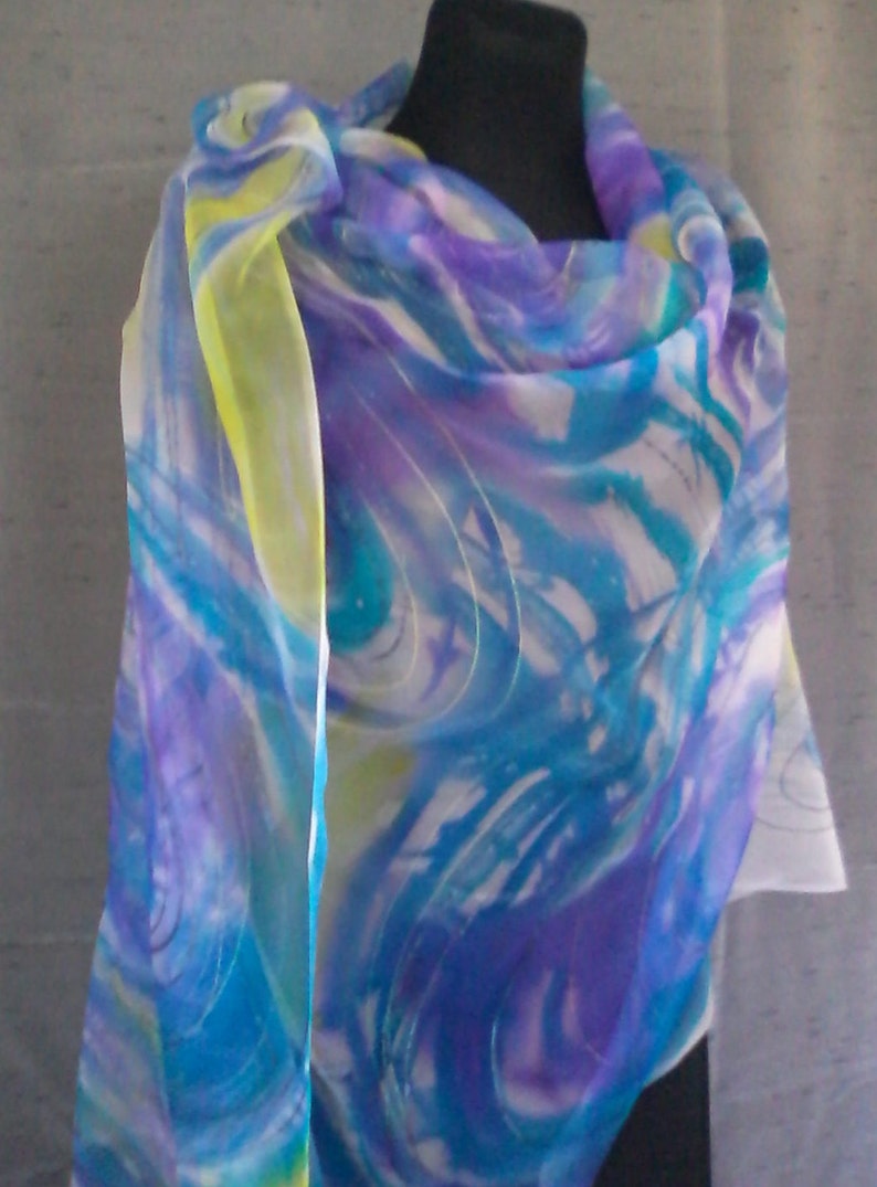 Custom Made Huge Hand Painted Silk Wrap 36 X 100 , Unhemmed With ...