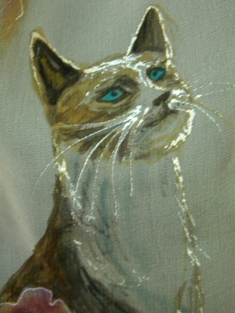 Custom Cat Portrait Scarf: Hand-painted Silk Art, Made to Order - Etsy