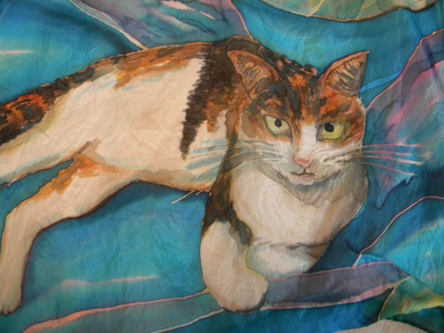 Custom Cat Portrait on Silk Made to Order. the Portrait of Your Cat ...