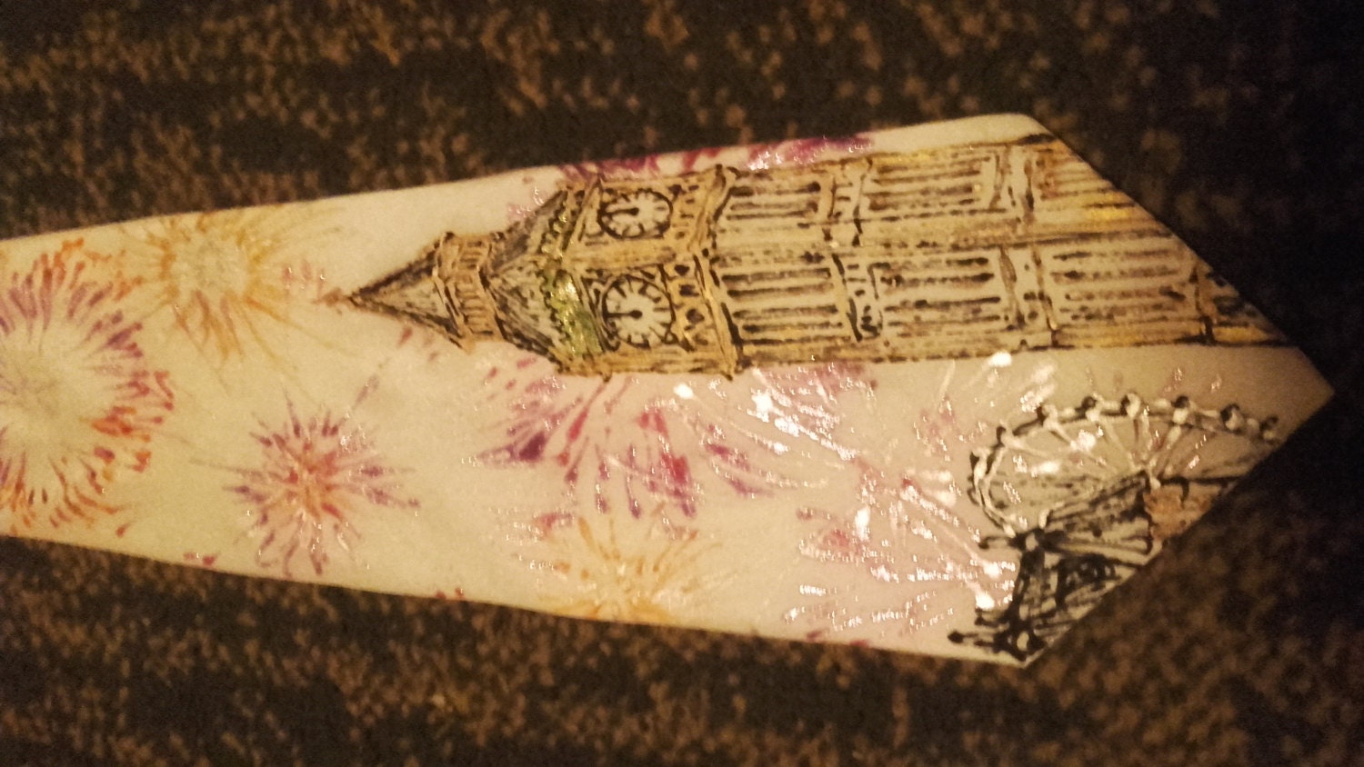 Firework Painting on Silk Tie With Your Favorite Town, Like London ...