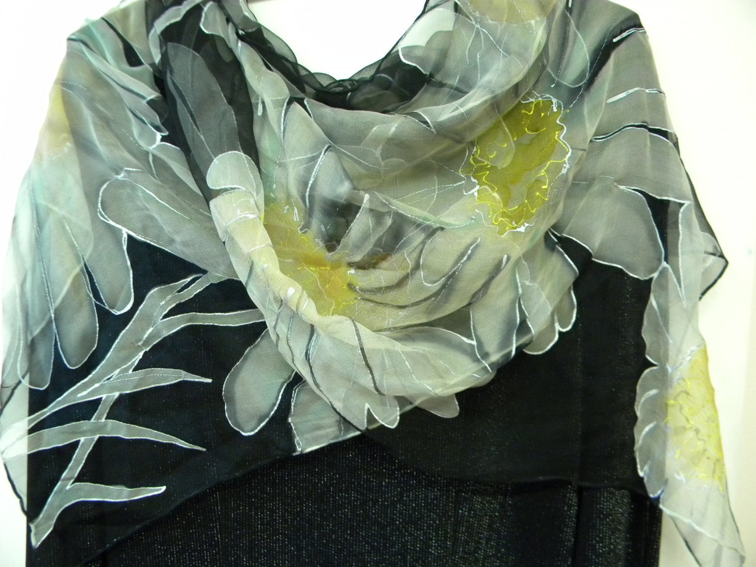 Custom Floral Hand Painted Silk Scarf in Your Colors, Based on Your ...