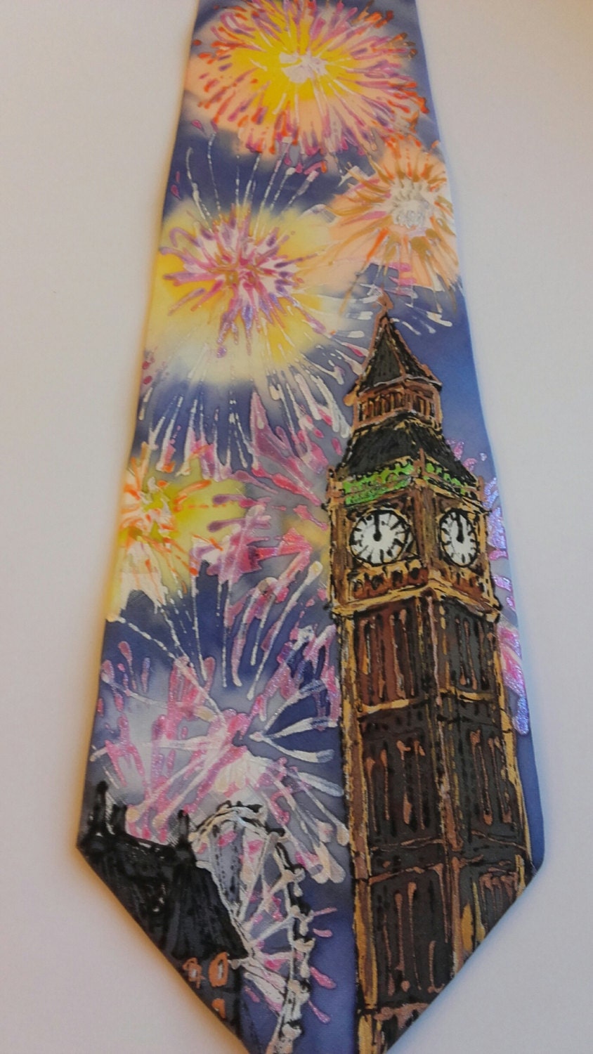 Firework Painting on Silk Tie With Your Favorite Town, Like London ...