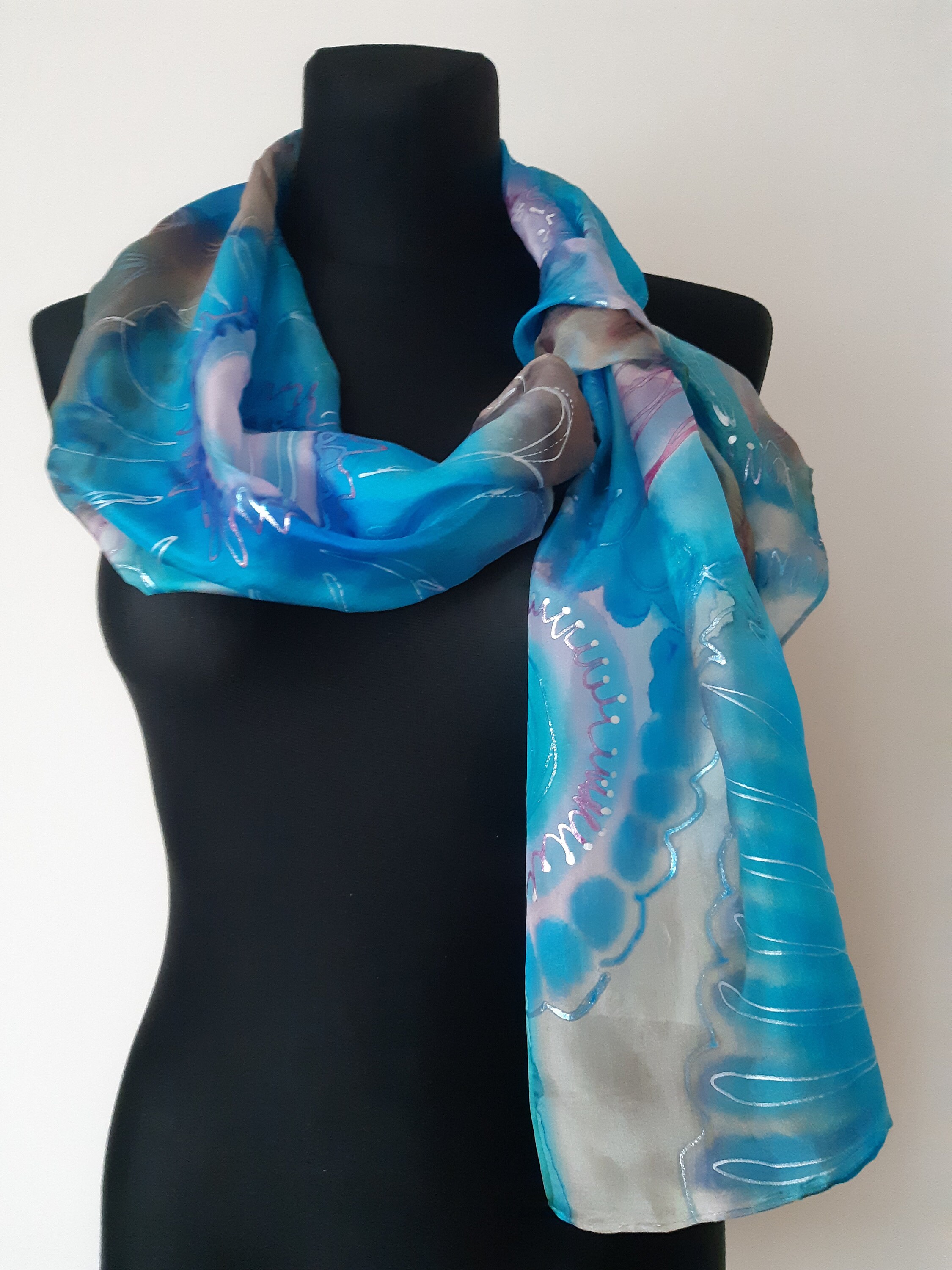 Custom Floral Hand Painted Silk Scarf in Your Colors, Based on Your ...