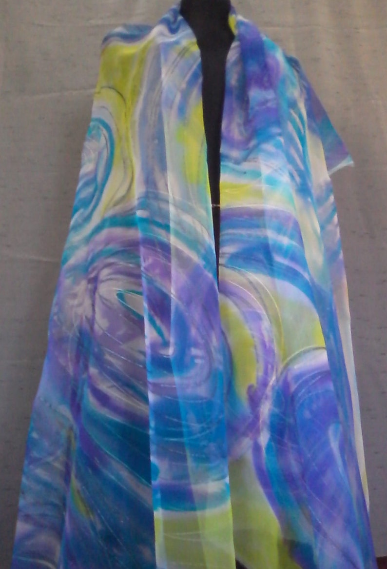Custom Made Huge Hand Painted Silk Wrap 36 X 100 , Unhemmed With ...