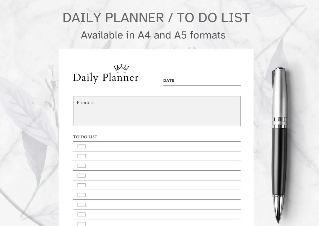 Printable Daily Planner Template, to Do List, Daily Task Organizer ...