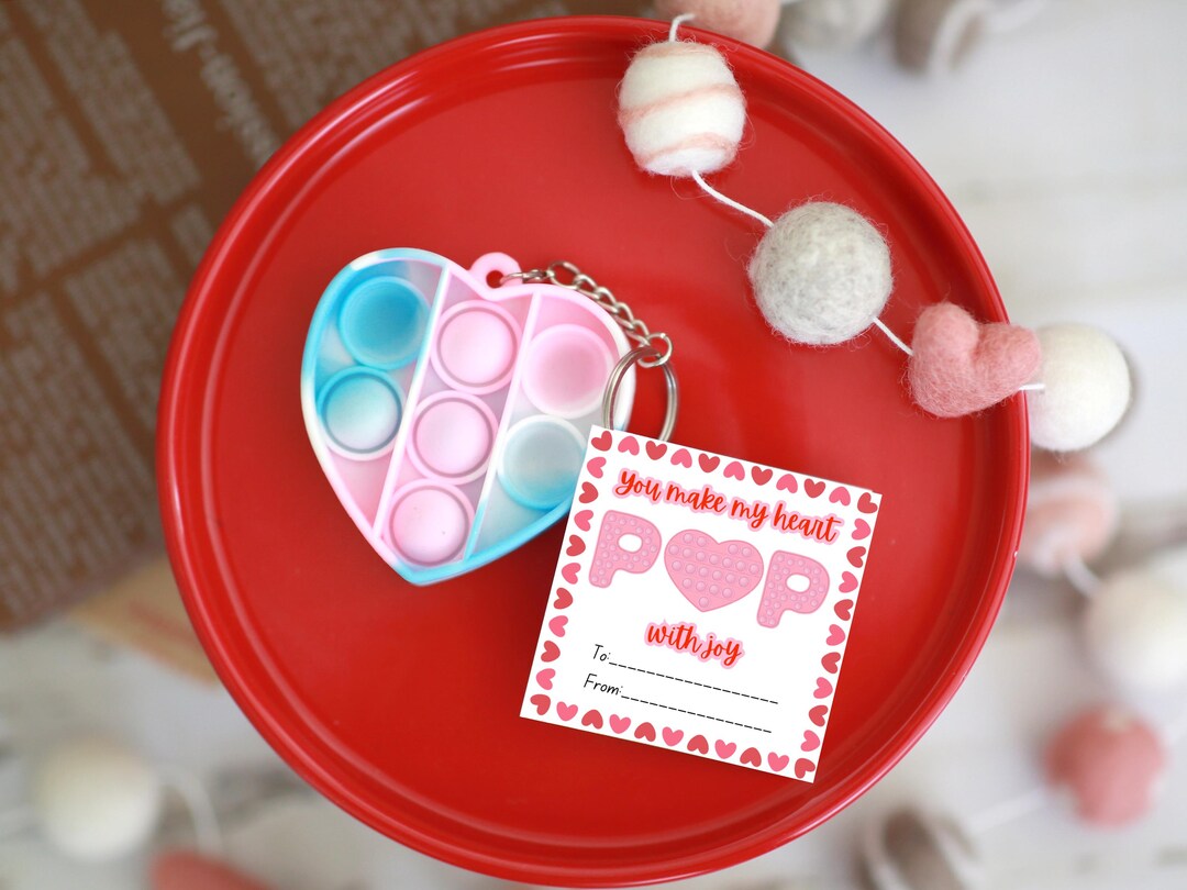 Valentine's Day Card for Pop It Valentine's Day Printable Tag for ...