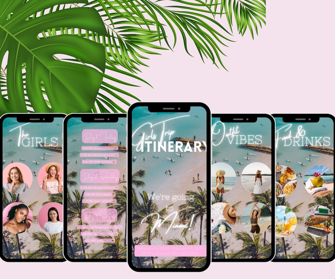 Girls Trip Itinerary, Girls Trip Itinerary Template, Travel Itinerary ...