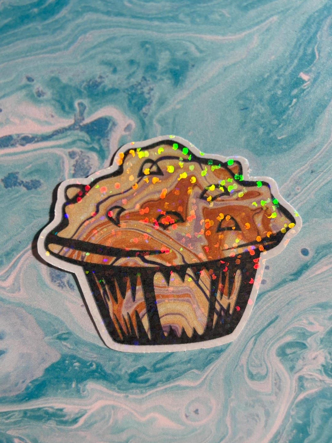 Handmade Marbled Blueberry Muffin Sticker – 2x2 Aesthetic Sticker for ...