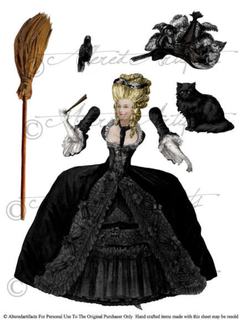 Wicked Marie Antoinette Paper Doll Printable Witch Puppet - Etsy