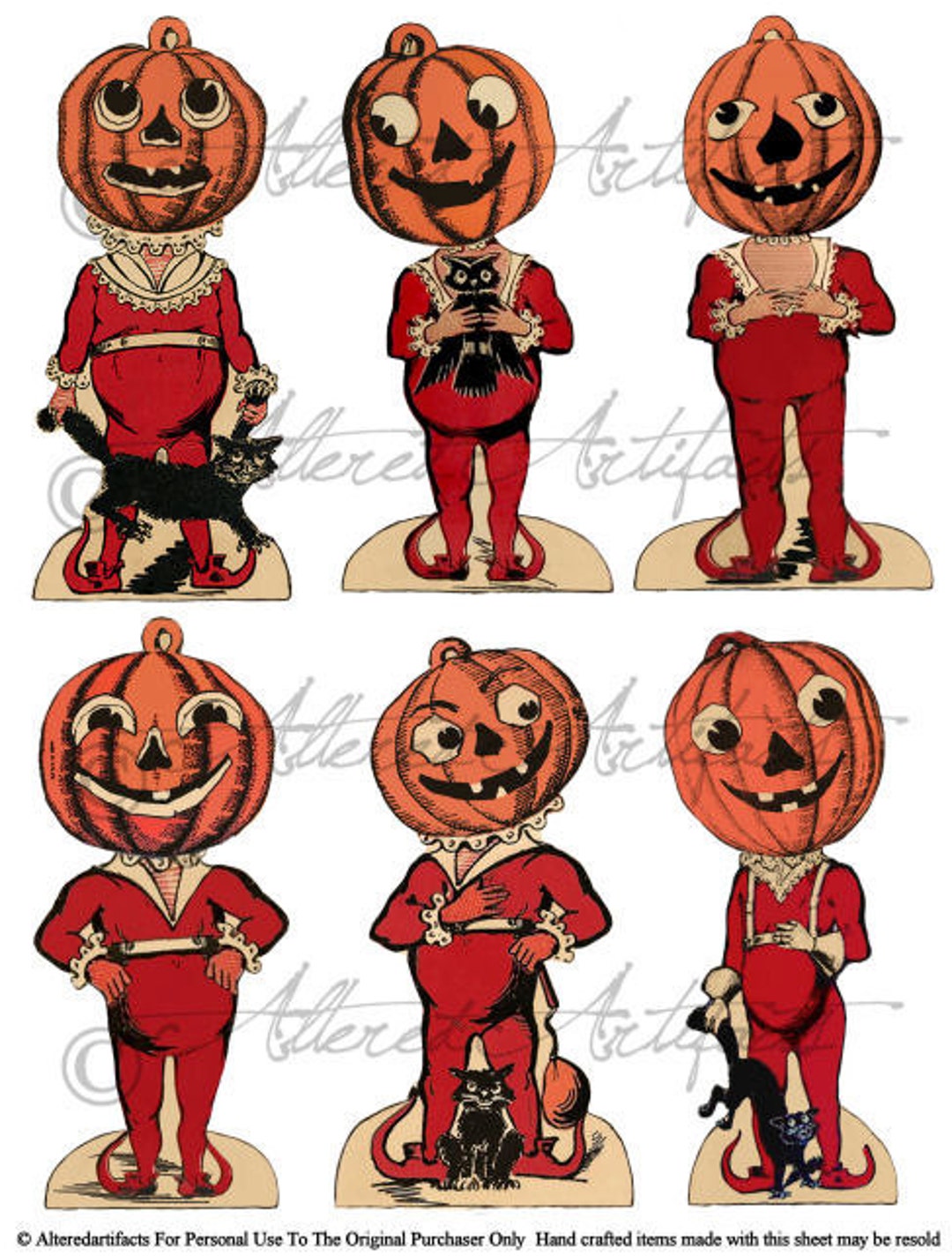 Printable Pumpkin Head Halloween Clip Art Printable Retro Black Orange ...