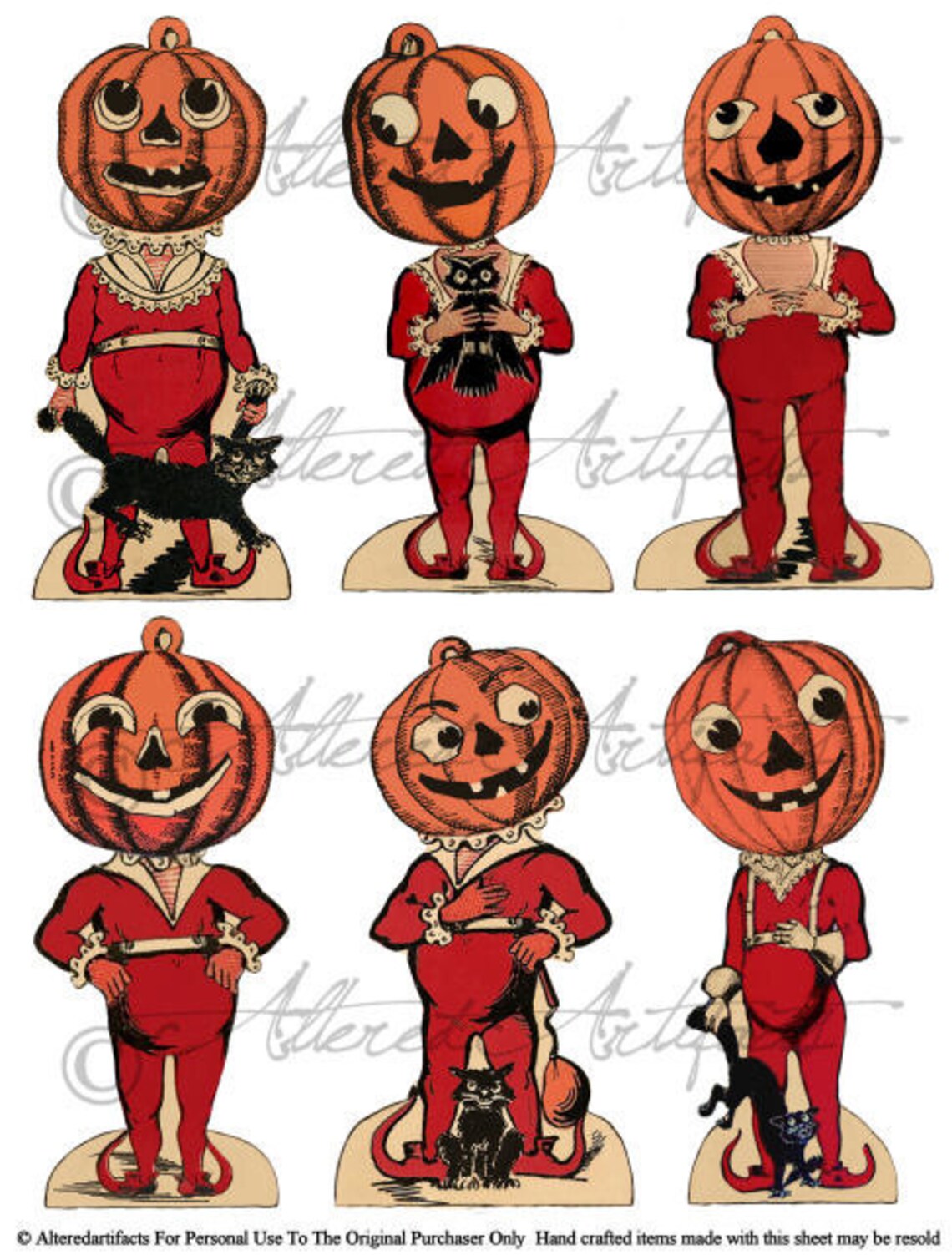 Printable Pumpkin Head Halloween Clip Art Printable Retro - Etsy